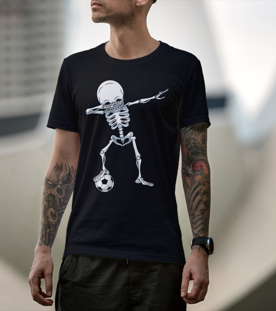 Dabbing Skeleton With Soccer Ball T-Shirt
