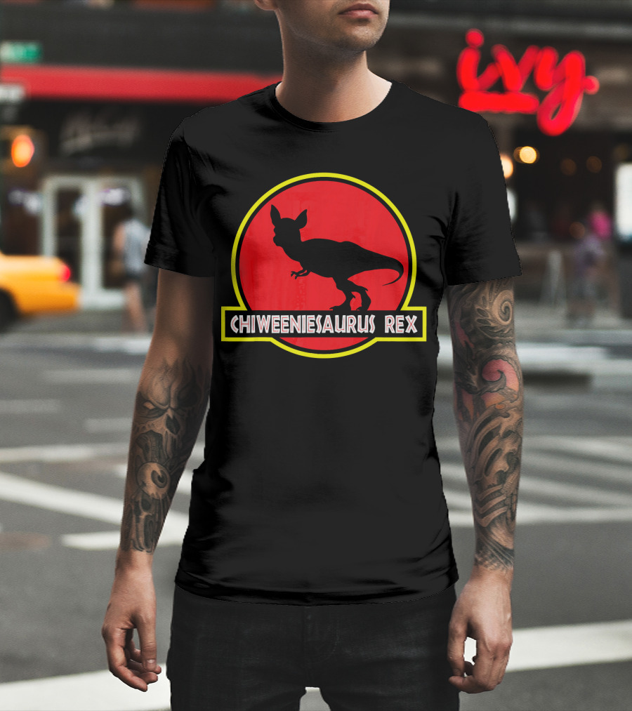 Chiweeniesaurus Rex Funny Chiweenie Jurassic Park T-Shirt
