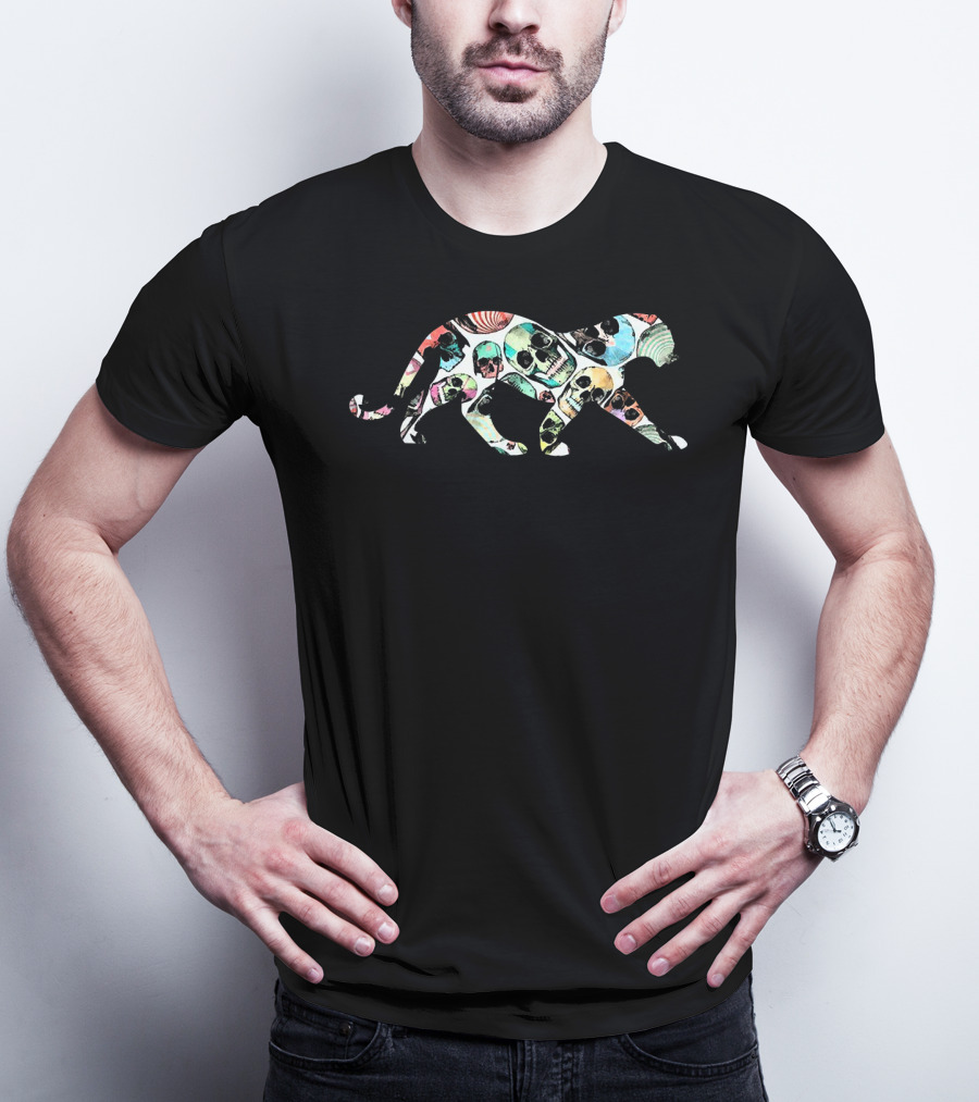 Zombie Leopard Halloween Skull T-Shirt