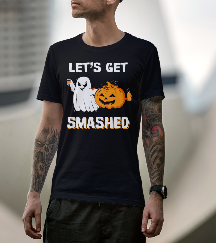 Let's Get Smashed Ghost Pumpkin Drinking T-Shirt