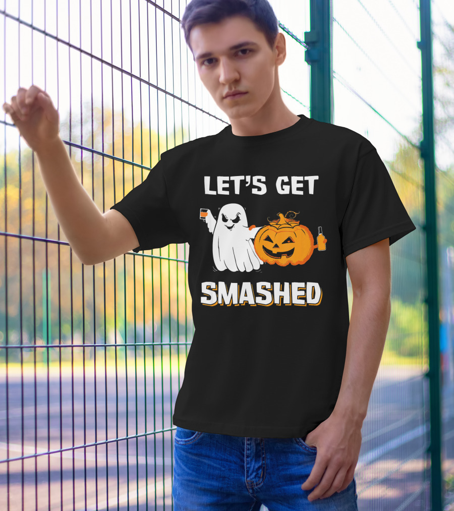 Let's Get Smashed Ghost Pumpkin Drinking T-Shirt