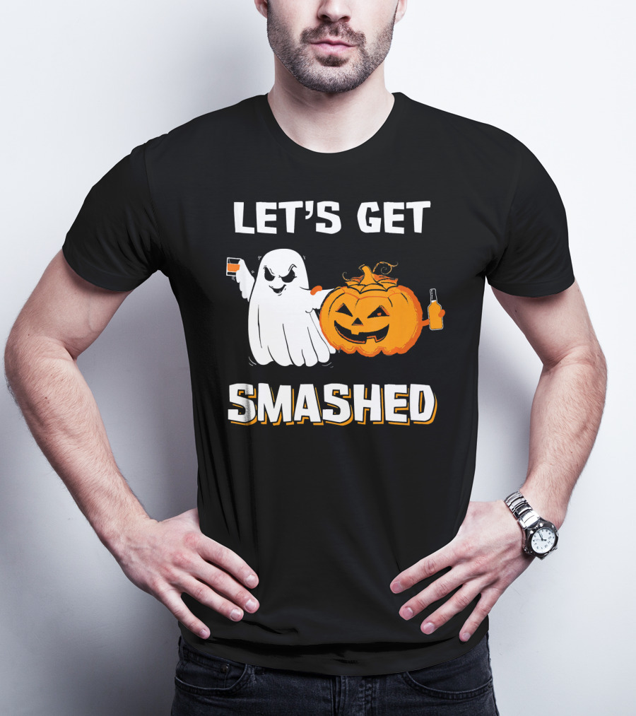 Let's Get Smashed Ghost Pumpkin Drinking T-Shirt