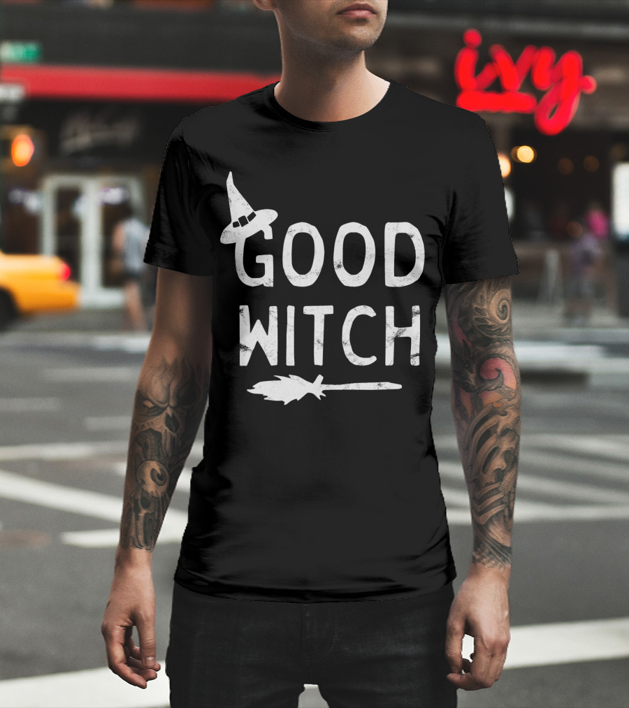 Good Witch Halloween October Witch Hat Broomstick T-Shirt