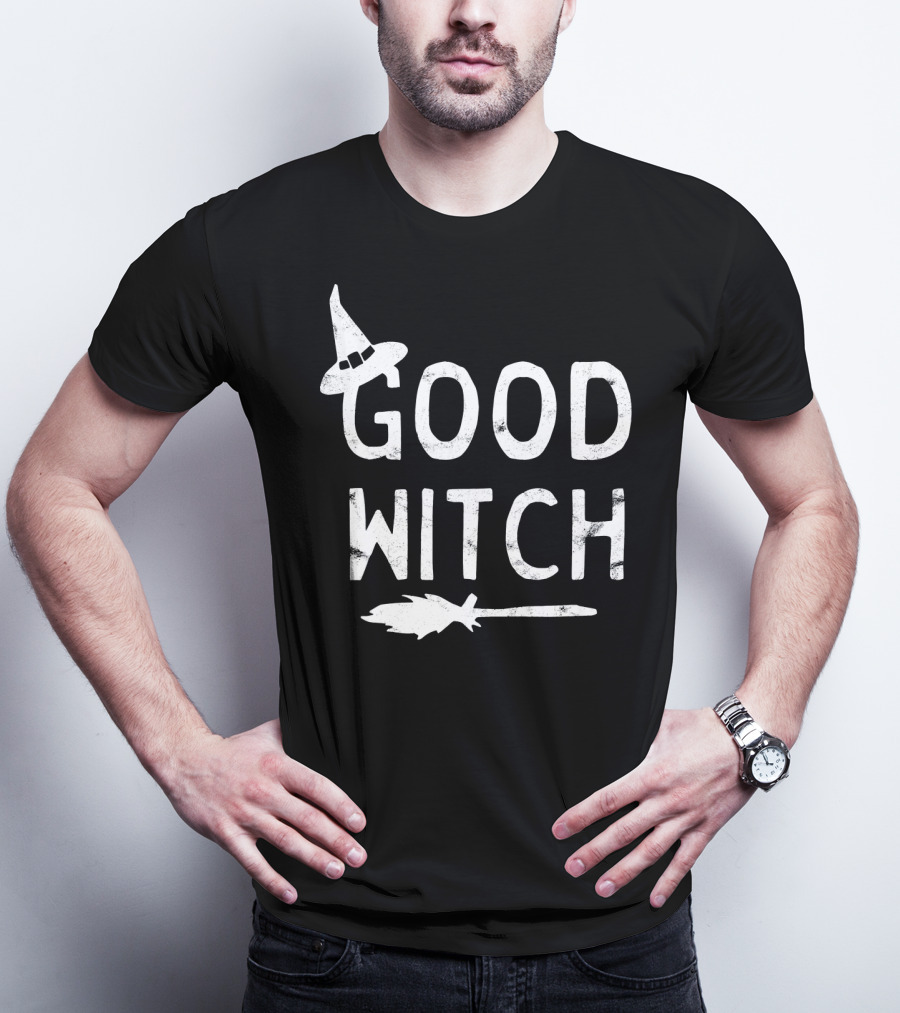 Good Witch Halloween October Witch Hat Broomstick T-Shirt
