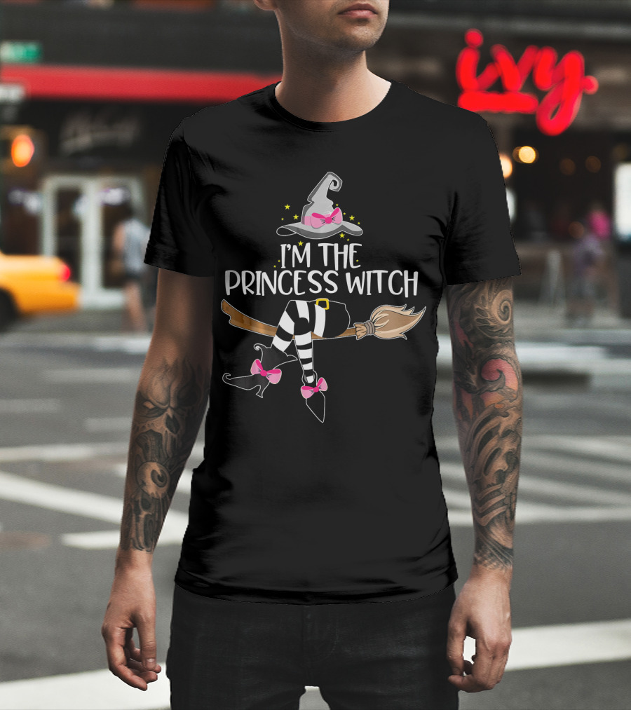 I'm The Princess Witch Hat Broom Magic Pink Bows T-Shirt