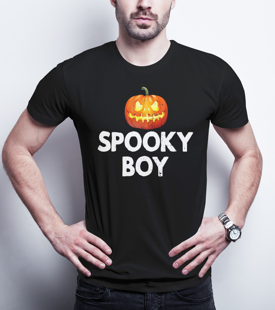 Spooky Boy Halloween Pumpkin Face T-Shirt