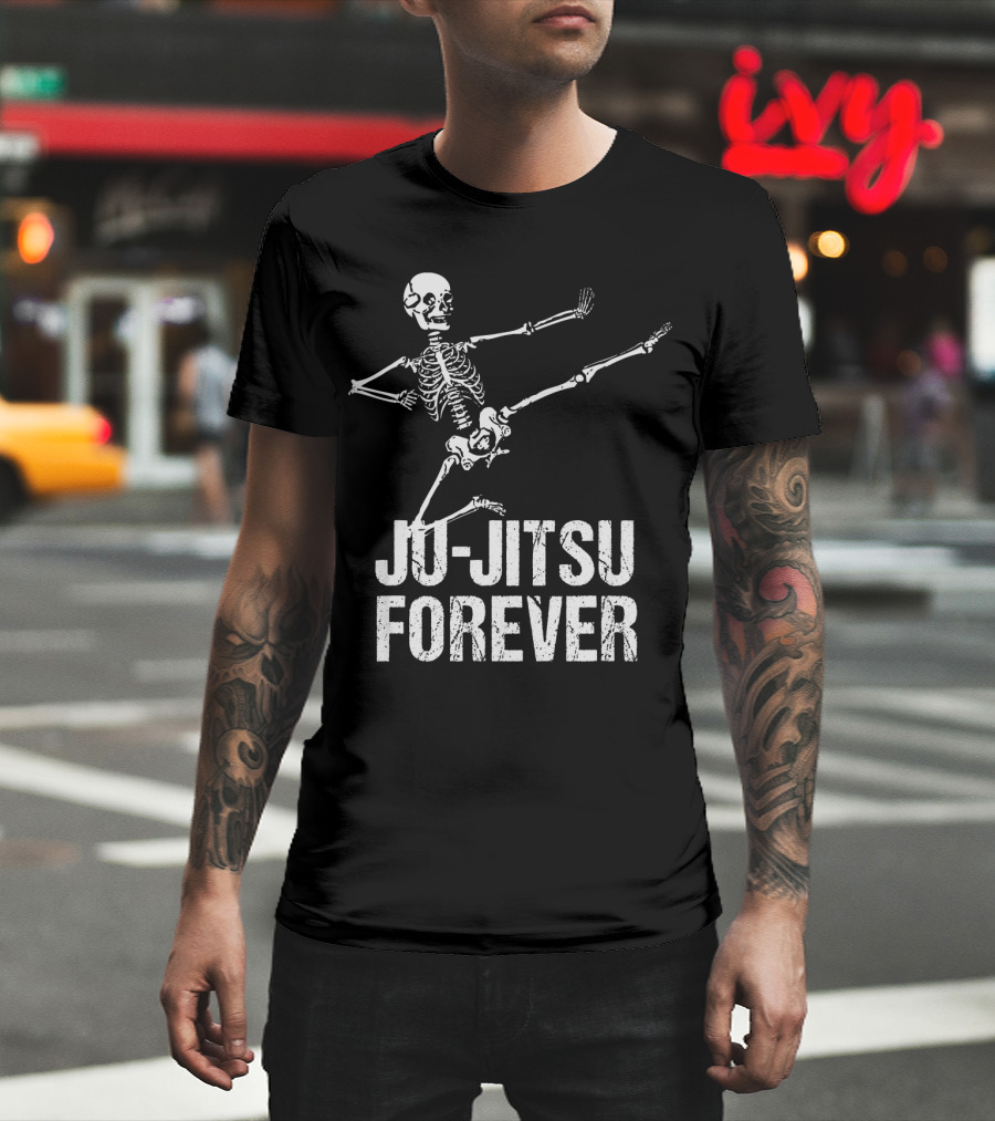 Ju Jitsu Forever Kicking Skeleton Moves T-Shirt