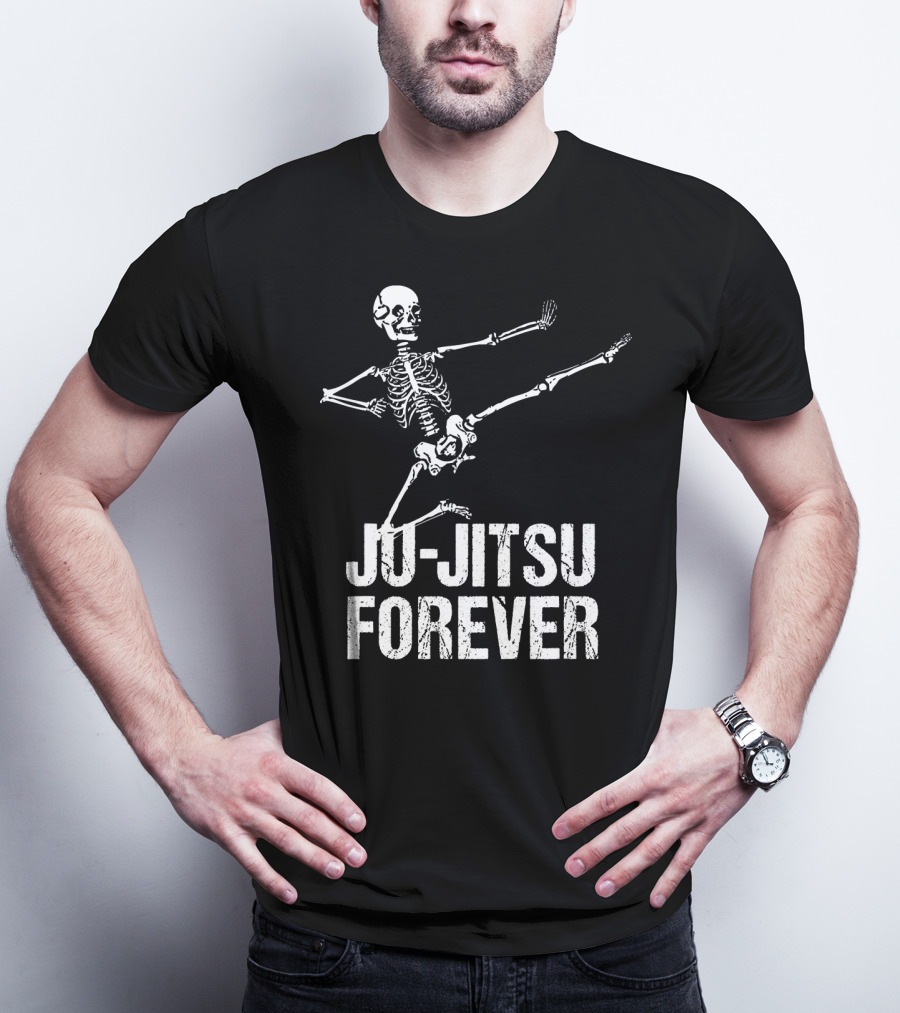 Ju Jitsu Forever Kicking Skeleton Moves T-Shirt