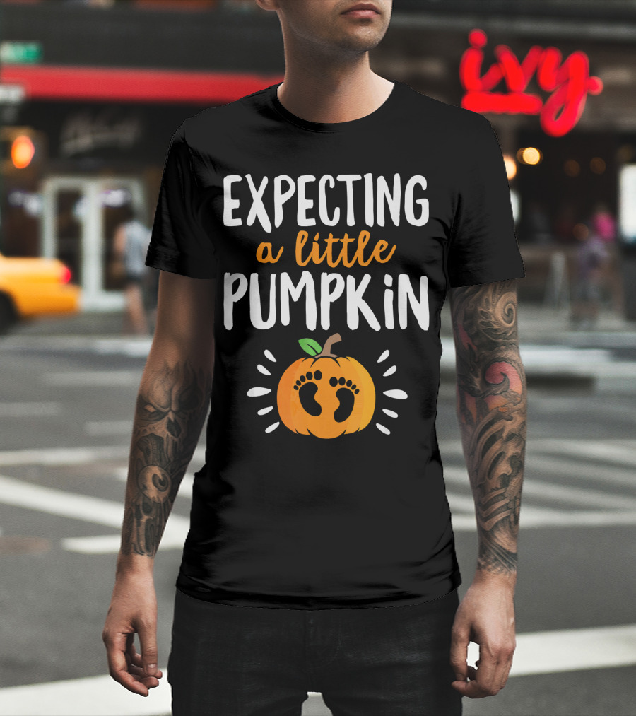 Expecting A Little Pumpkin With Adorable Baby Footprints T-Shirt
