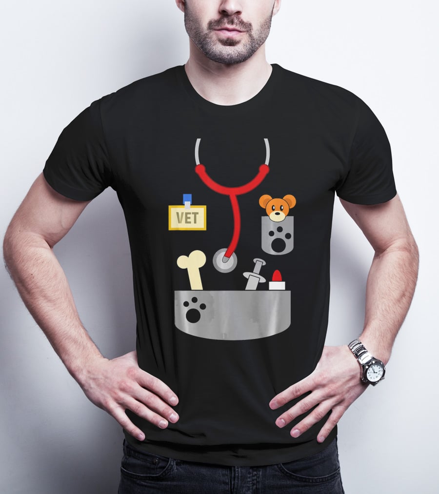 Halloween Vet Costume With Stethoscope And Plush Bear T-Shirt