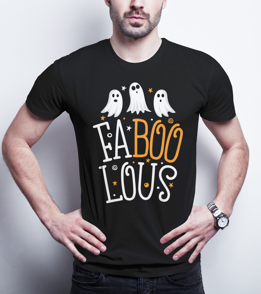 Faboolous Ghost Halloween Funny Pun With Boo And Spooky Stars T-Shirt