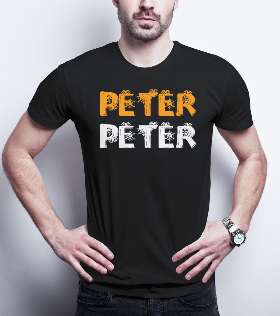 Peter Peter Pumpkin Halloween Eater Spiderweb Letters T-Shirt