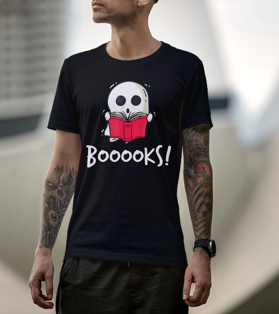 Booooks Ghost Holding Red Book T-Shirt