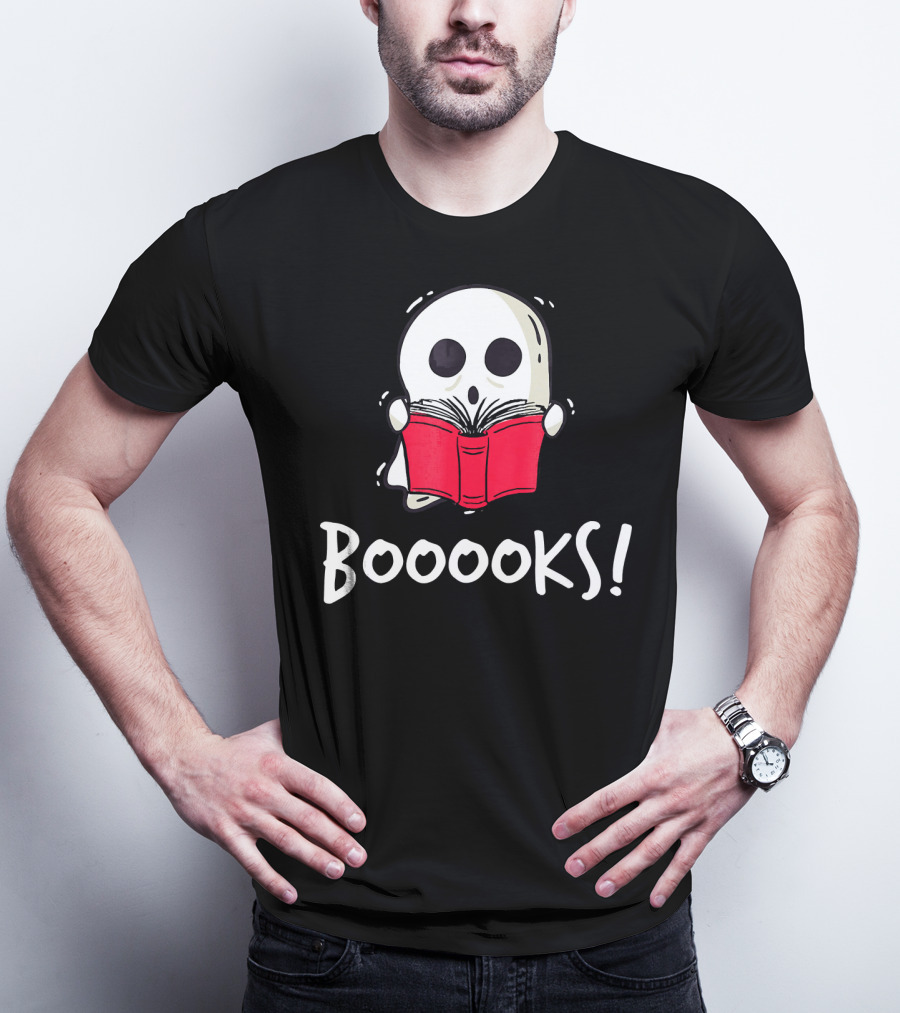 Booooks Ghost Holding Red Book T-Shirt