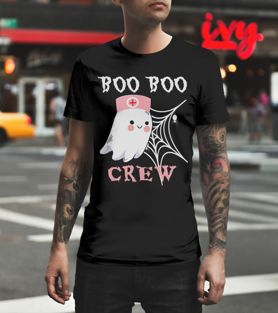 Boo Boo Crew Nurse Ghost With Web And Spider T-Shirt