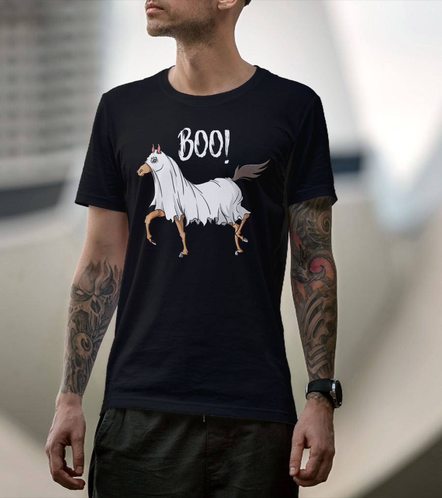 Boo Horse Ghost Costume Funny Equestrian Hor T-Shirt