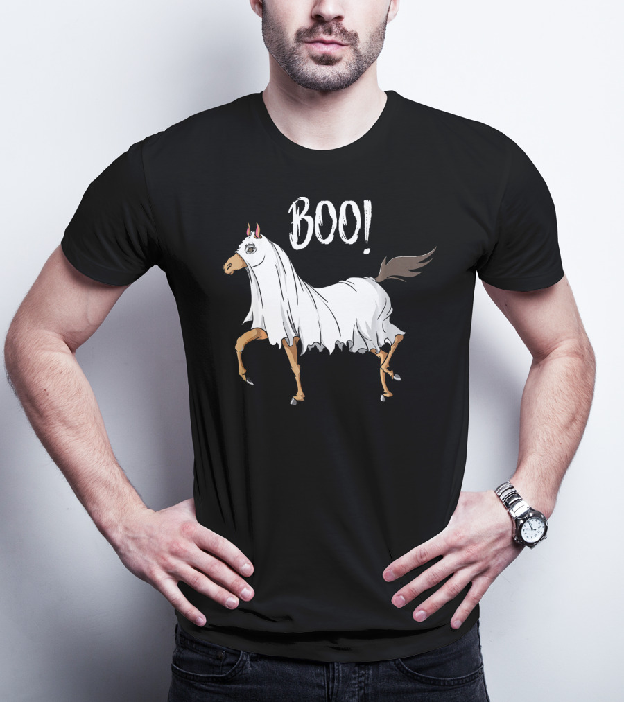 Boo Horse Ghost Costume Funny Equestrian Hor T-Shirt