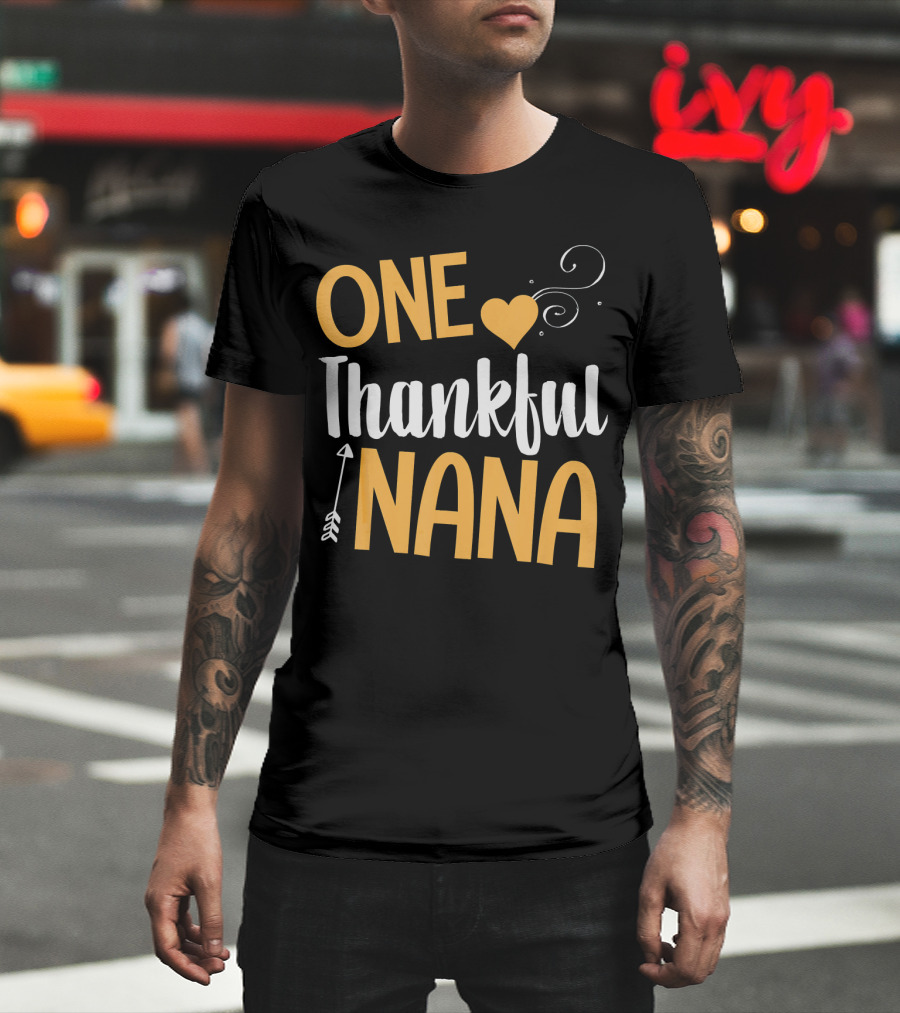 One Thankful Nana Heart Arrow Swirl T-Shirt