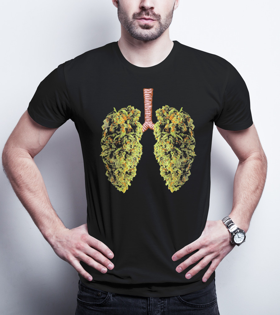 Funny Marijuana Bud Shaped Like Human Lungs T-Shirt