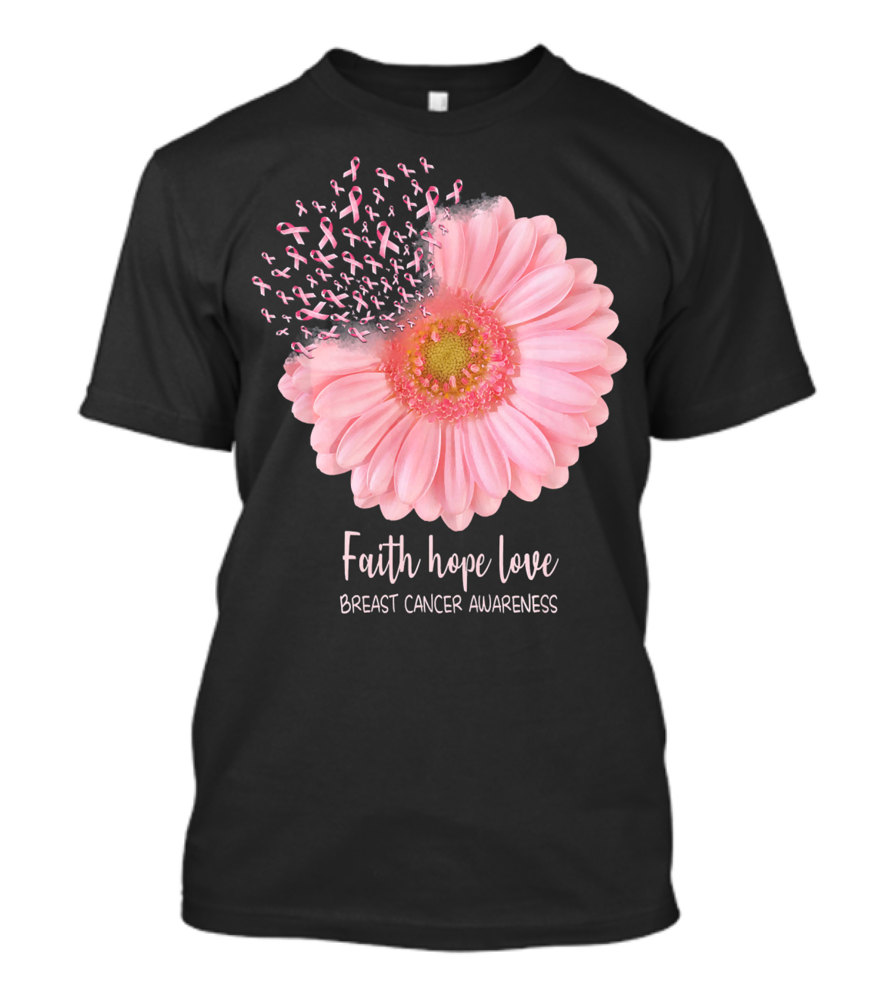 Faith Hope Love Breast Cancer Awareness Pink Sunflower T-Shirt