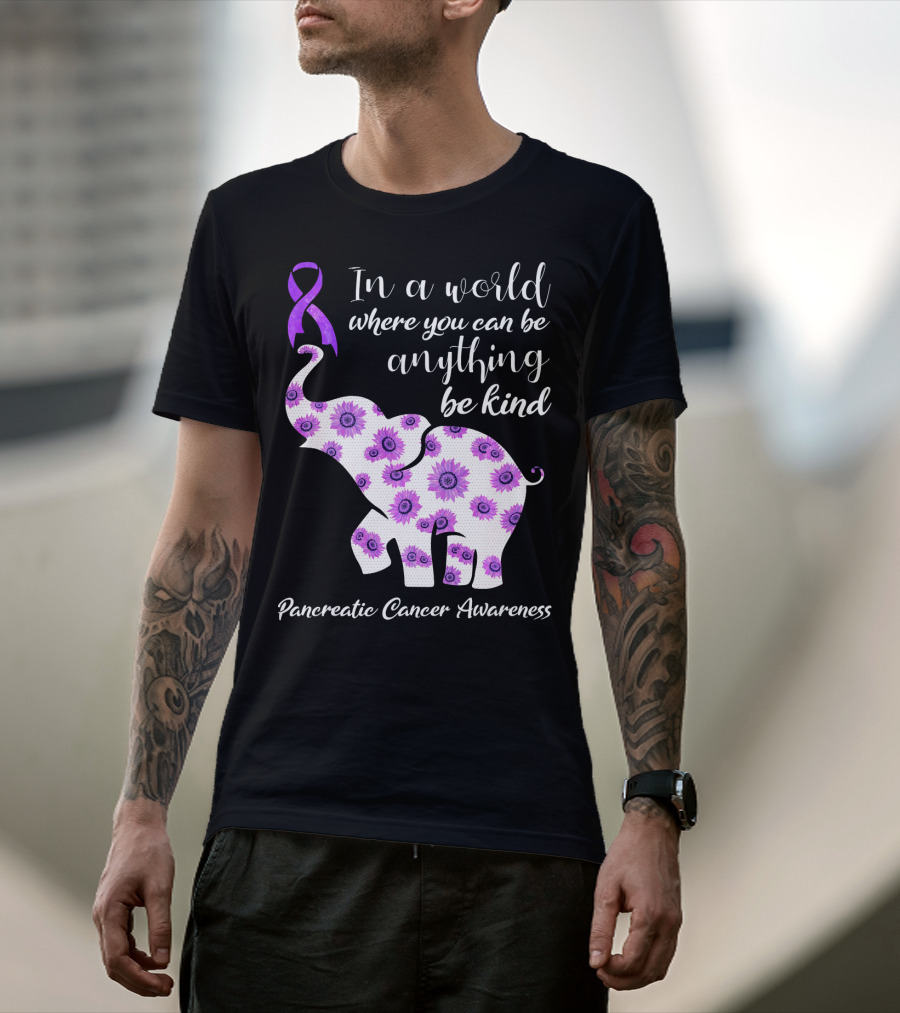 In A World Where You Can Be Anything Be Kind Pancreatic Cancer Awareness T-Shirt