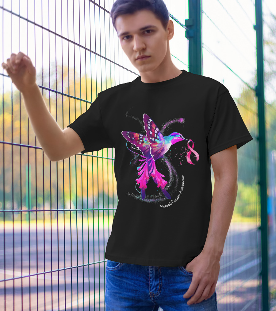 Hummingbird Breast Cancer Awareness Pink T-Shirt