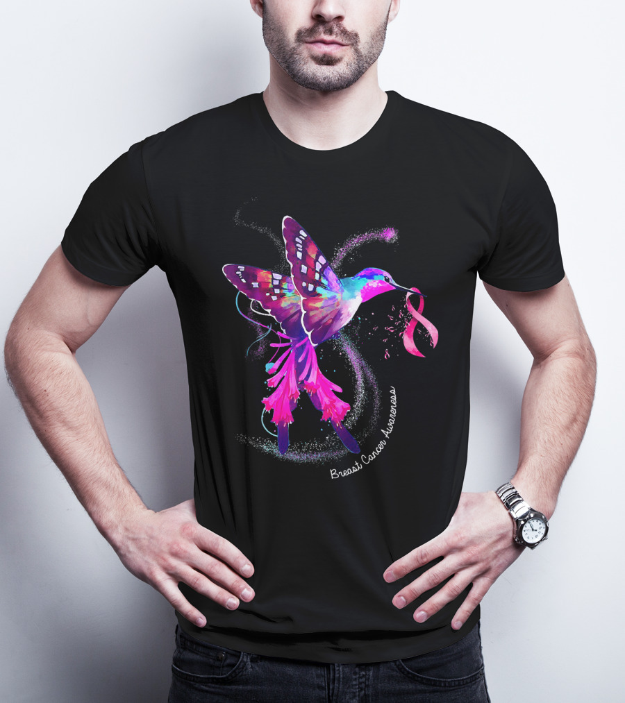 Hummingbird Breast Cancer Awareness Pink T-Shirt