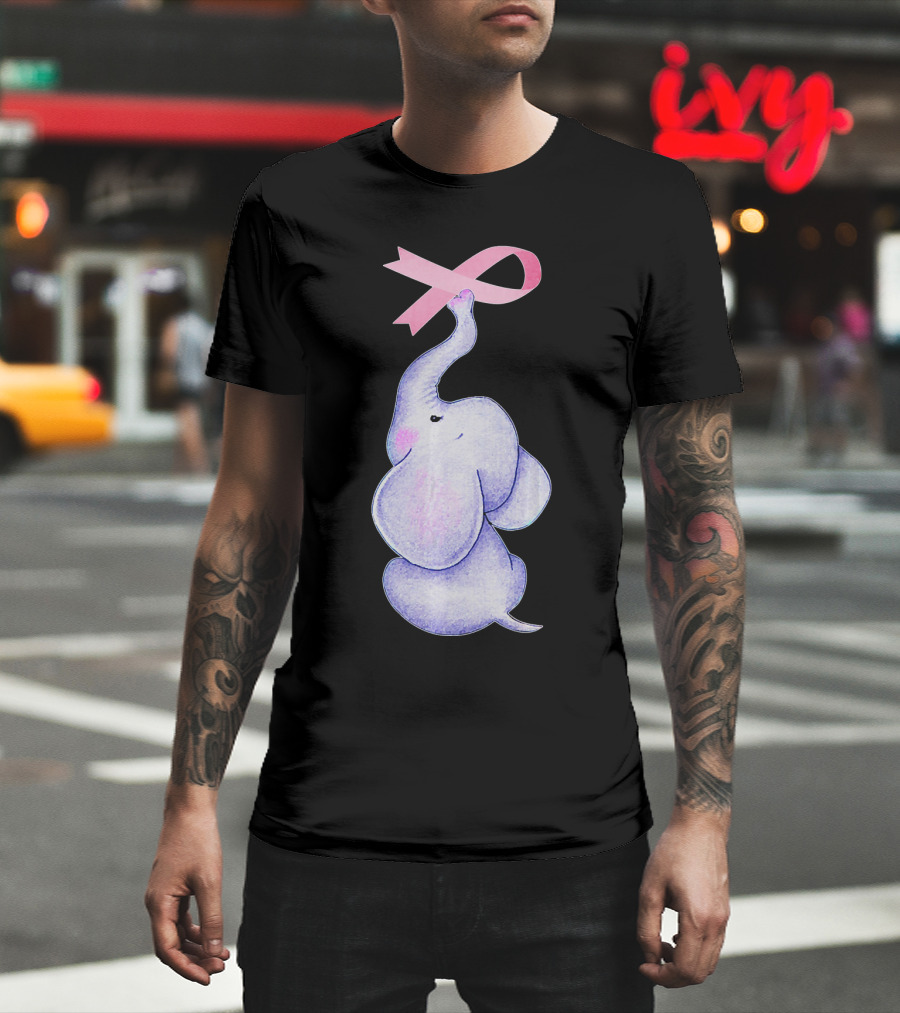 Breast Cancer Awareness Pink Ribbon Elephant T-Shirt