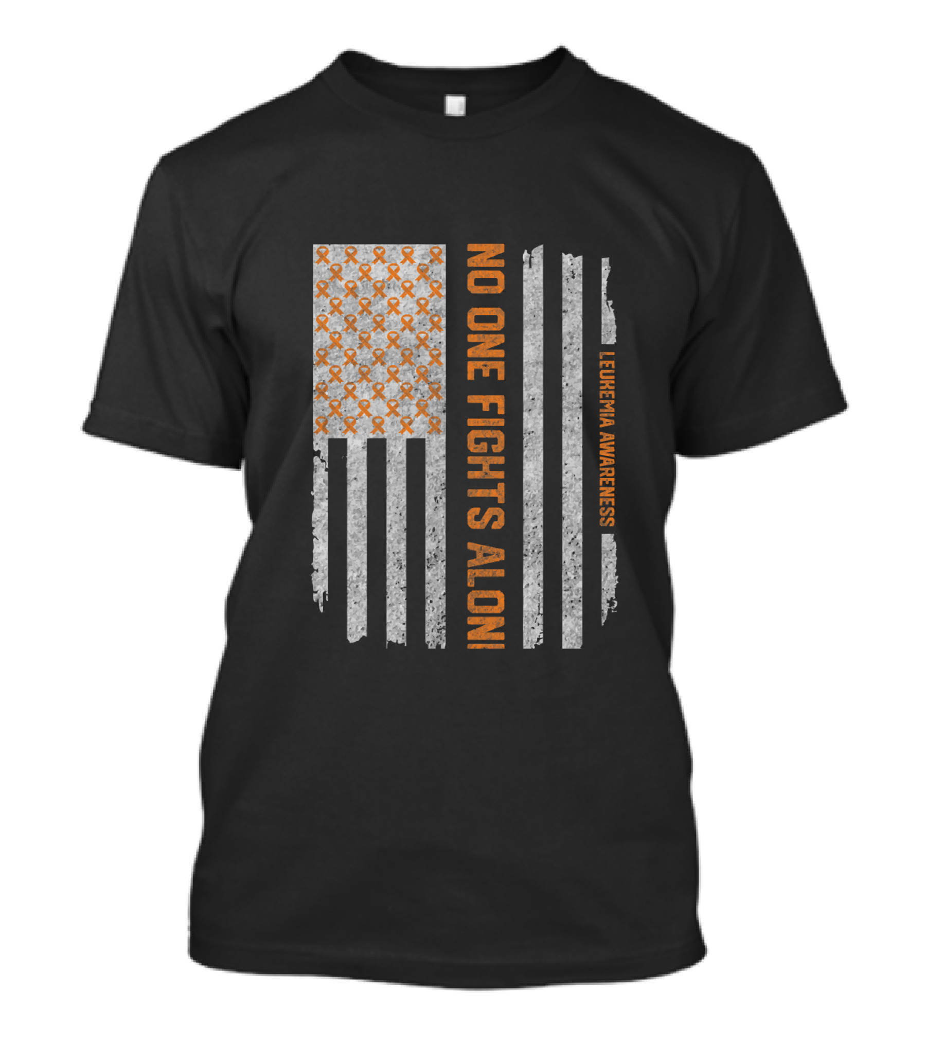 Vintage Leukemia Awareness No One Fights Alone Americ Flags T-Shirt