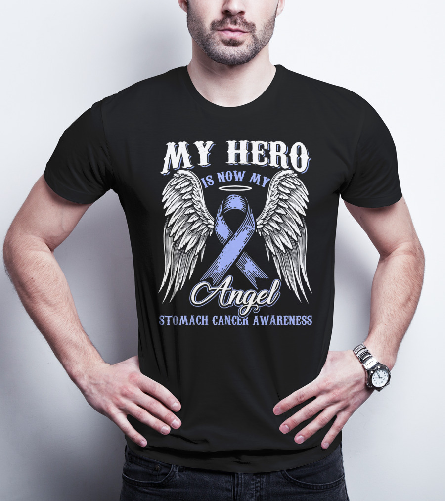 My Hero Is Now My Angel Stomach Cancer Awareness T-Shirt