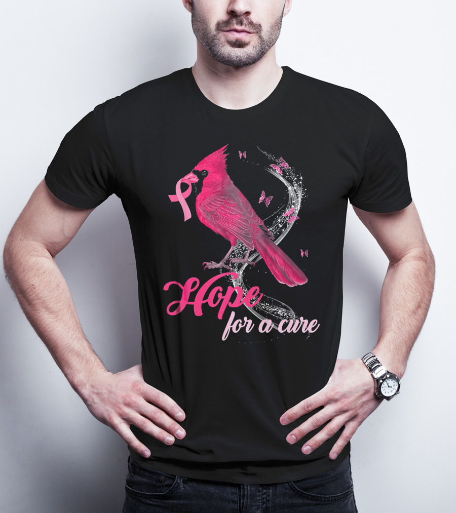 Hope For A Cure Breast Cancer Cardinal Bird T-Shirt