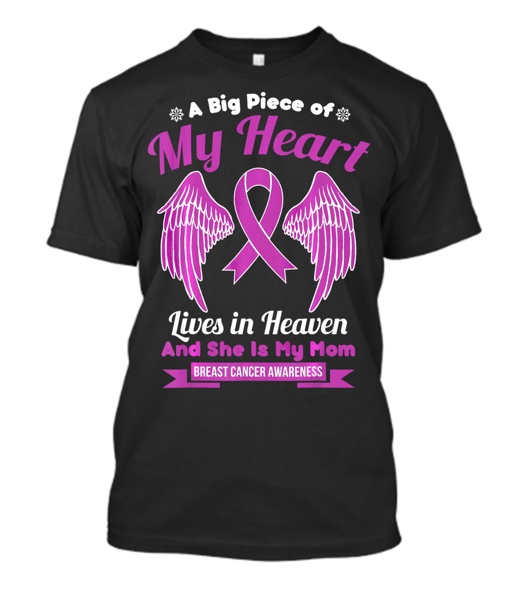 A Big Piece Of My Heart Lives In Heaven And She Is My Mom Breast Cancer Awareness T-Shirt