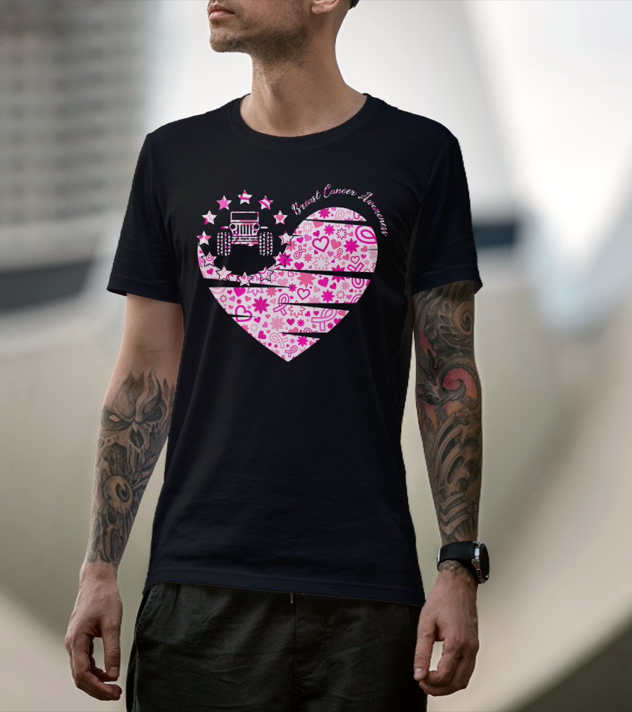 Breast Cancer Awareness Jeep Heart T-Shirt