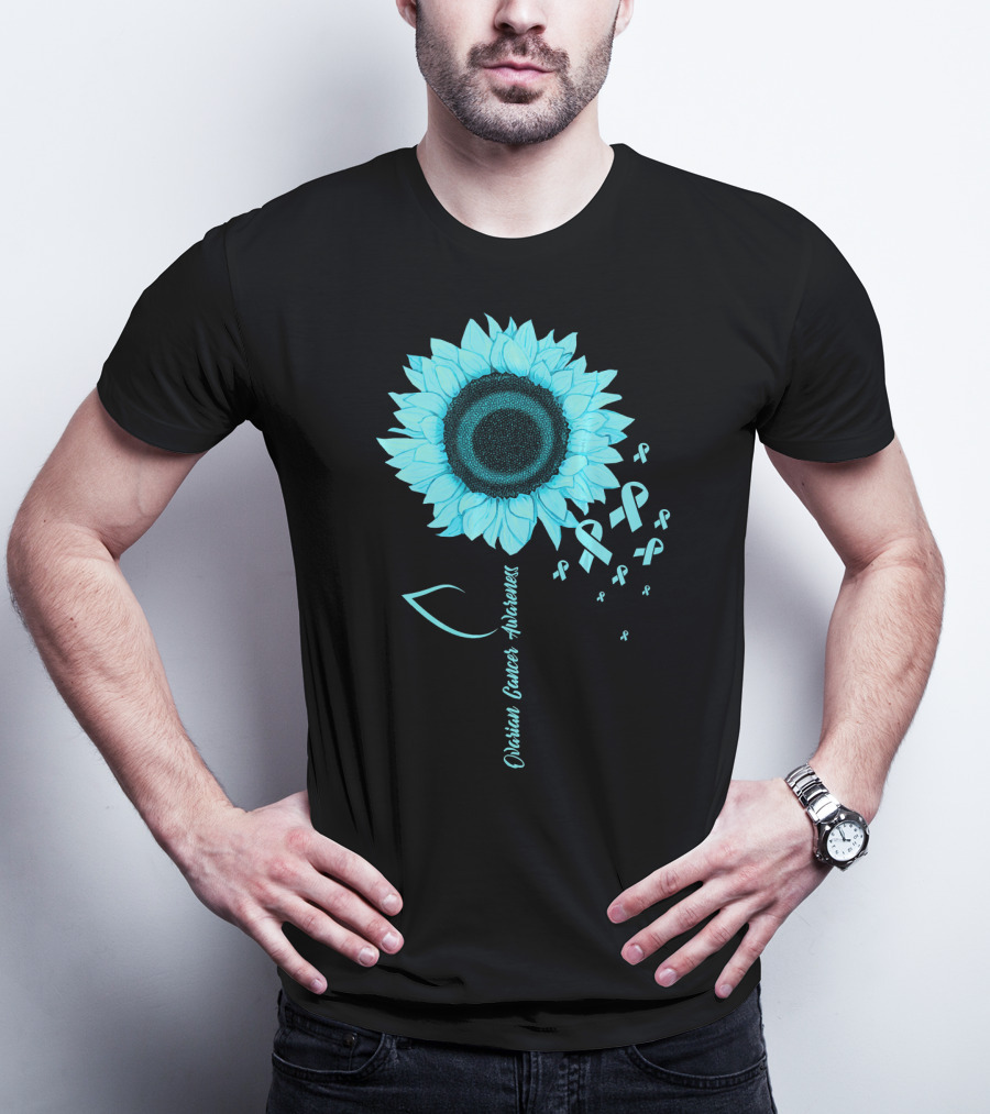 Ovarian Cancer Awareness Sunflower Ribbon T-Shirt