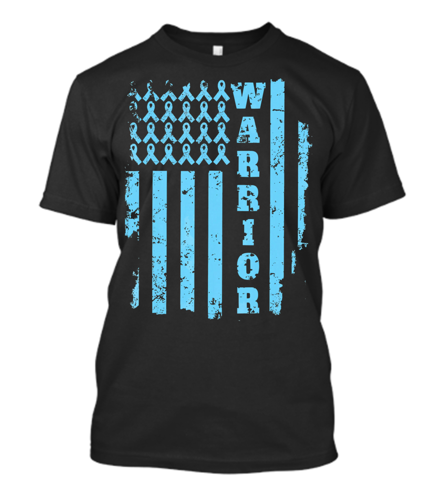 Warrior Prostate Cancer Awareness Blue Ribbon Flag T-Shirt