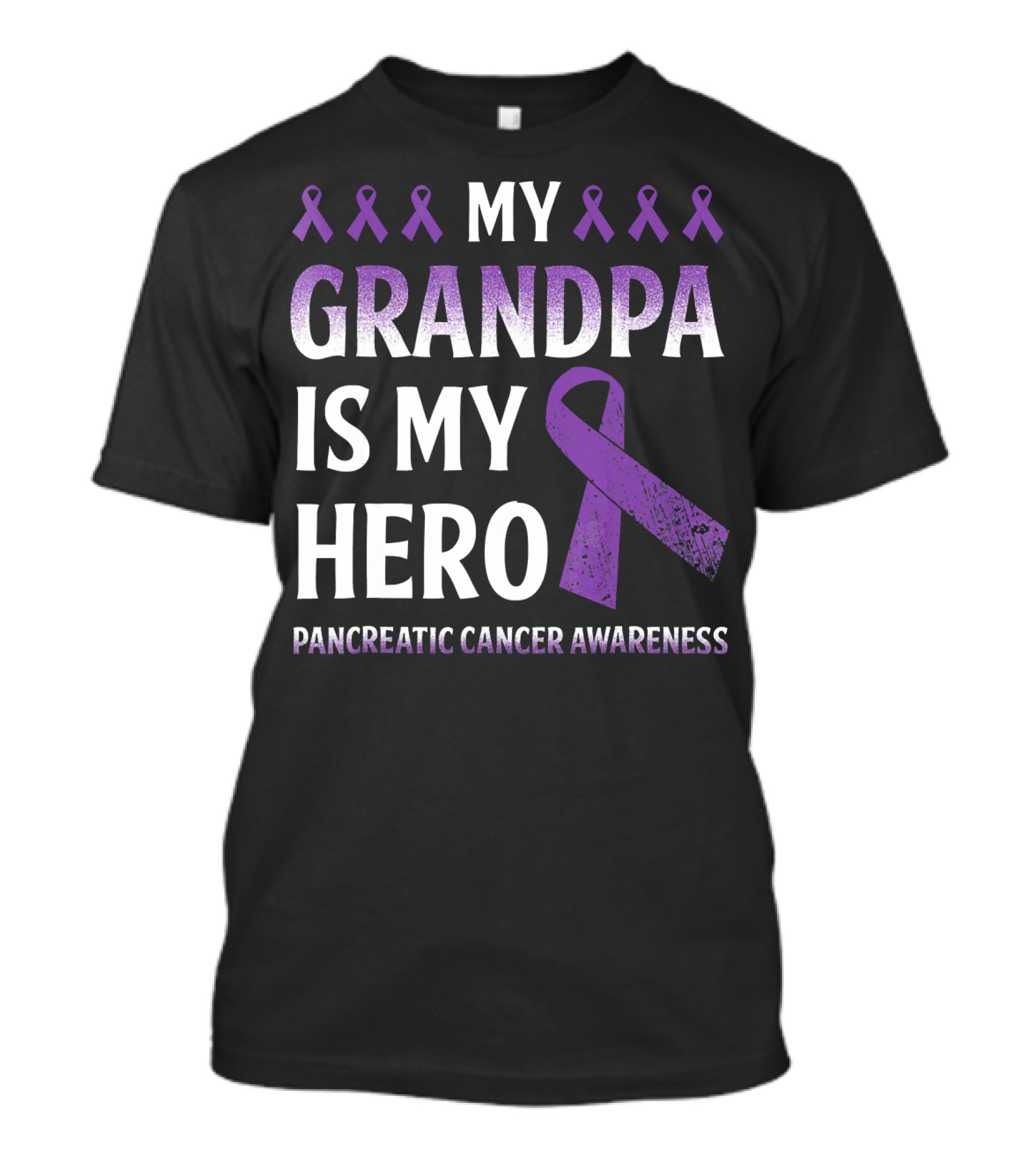 My Grandpa Is My Hero Pancreatic Cancer Awareness Purple Ribbons T-Shirt