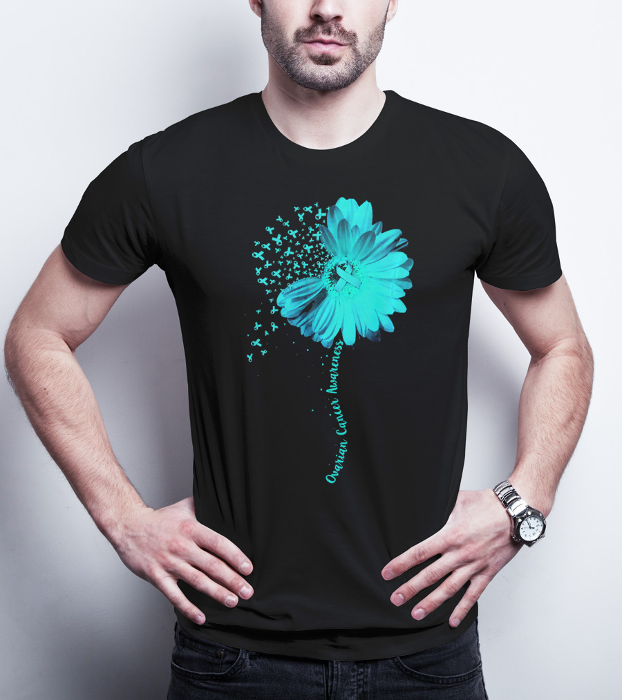 Ovarian Cancer Awareness Sunflower Ribbon Blossoms T-Shirt
