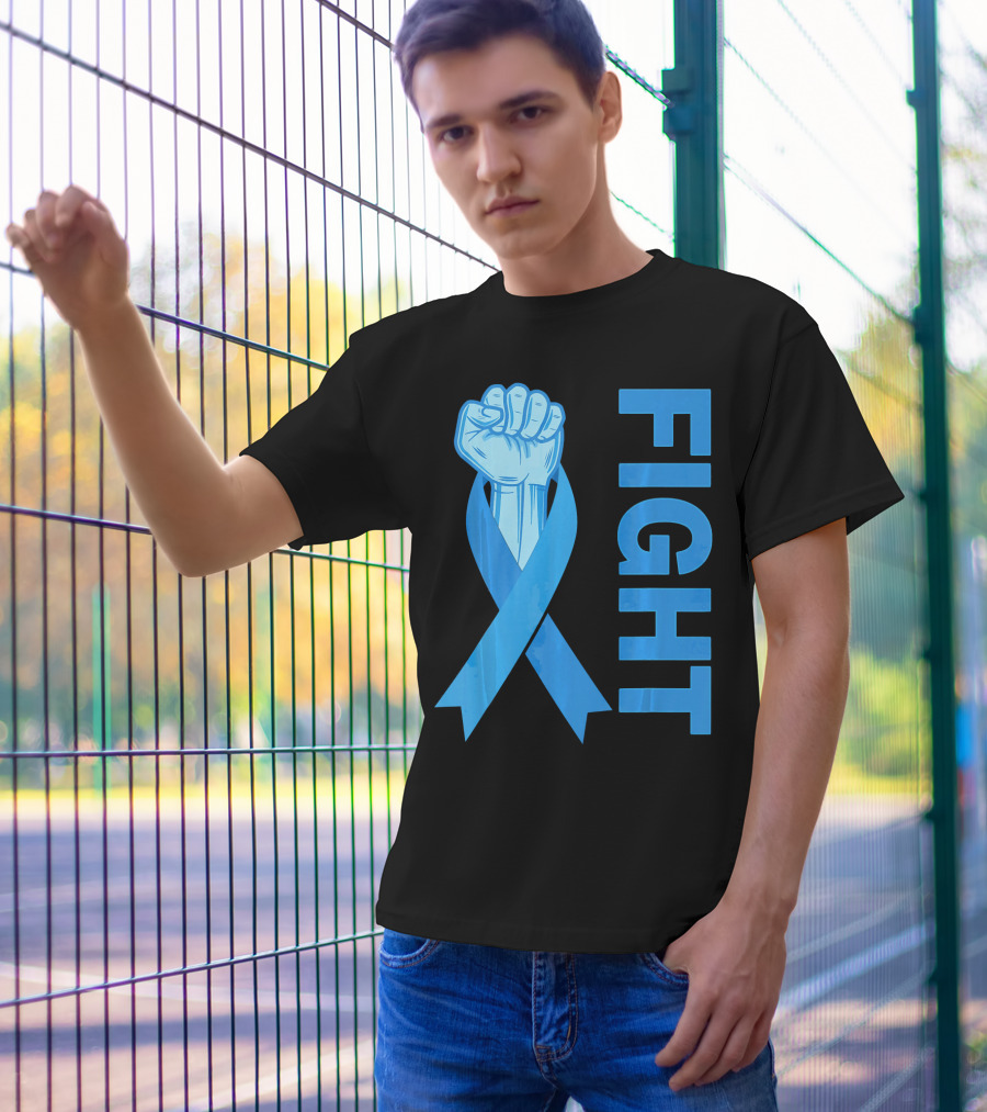 Fight Support Colon Cancer Awareness Rib Symbol Fist T-Shirt