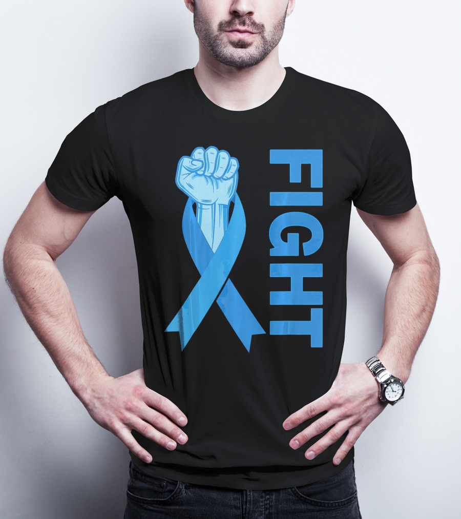 Fight Support Colon Cancer Awareness Rib Symbol Fist T-Shirt