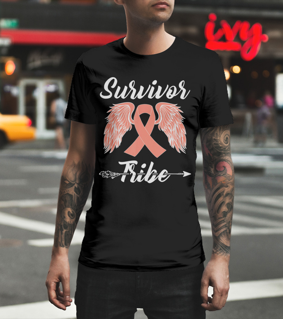 Survivor Tribe Ribbon Wings Arrow T-Shirt