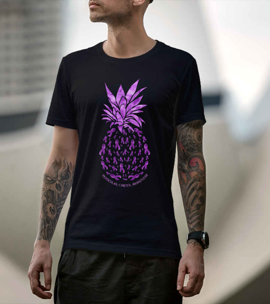 Pineapple With Purple Ribbons For Testicular Cancer Awareness T-Shirt