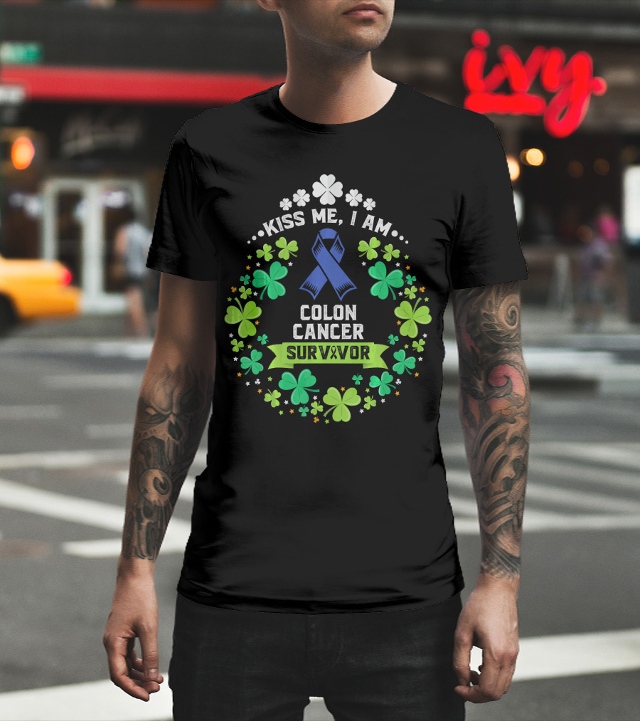 Kiss Me I Am Colon Cancer Survivor St. Patrick's Day Awareness T-Shirt