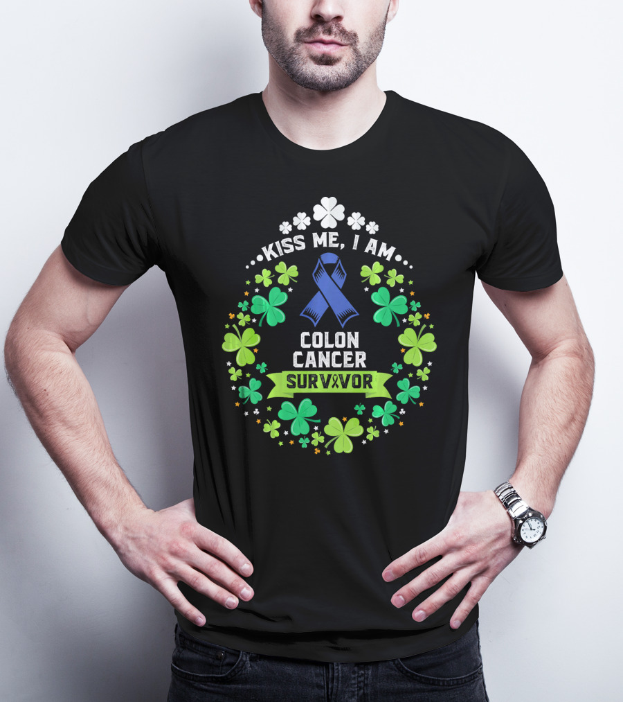 Kiss Me I Am Colon Cancer Survivor St. Patrick's Day Awareness T-Shirt