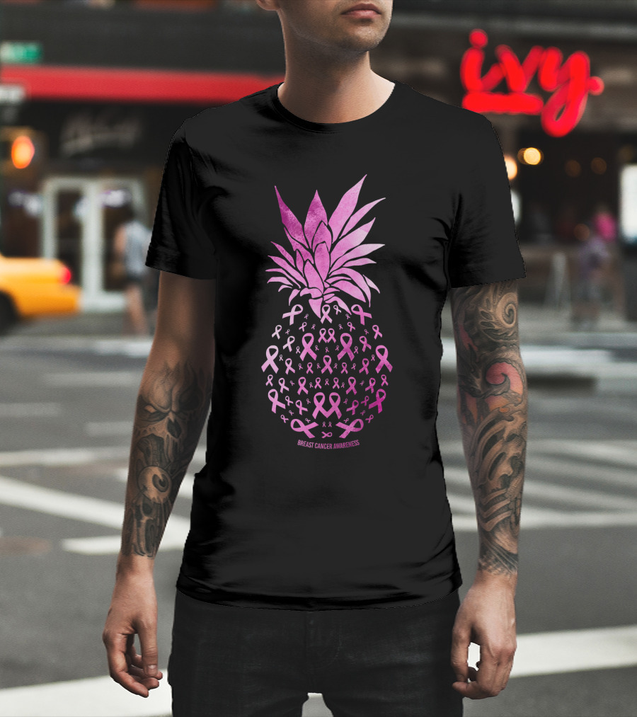 Be A Pineapple Stand Tall Breast Cancer Awareness Pink Ribbons T-Shirt