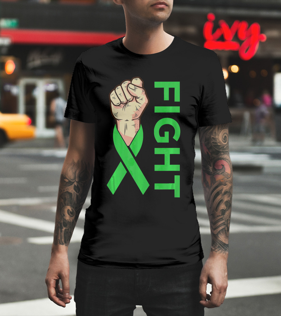 Fist Fight Bile Duct Cancer Green Ribbon Gallbladder T-Shirt