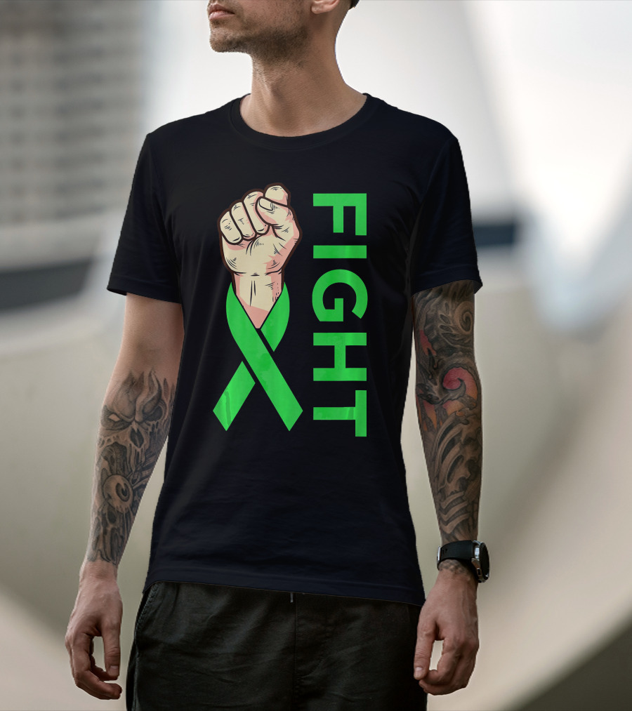 Fist Fight Bile Duct Cancer Green Ribbon Gallbladder T-Shirt
