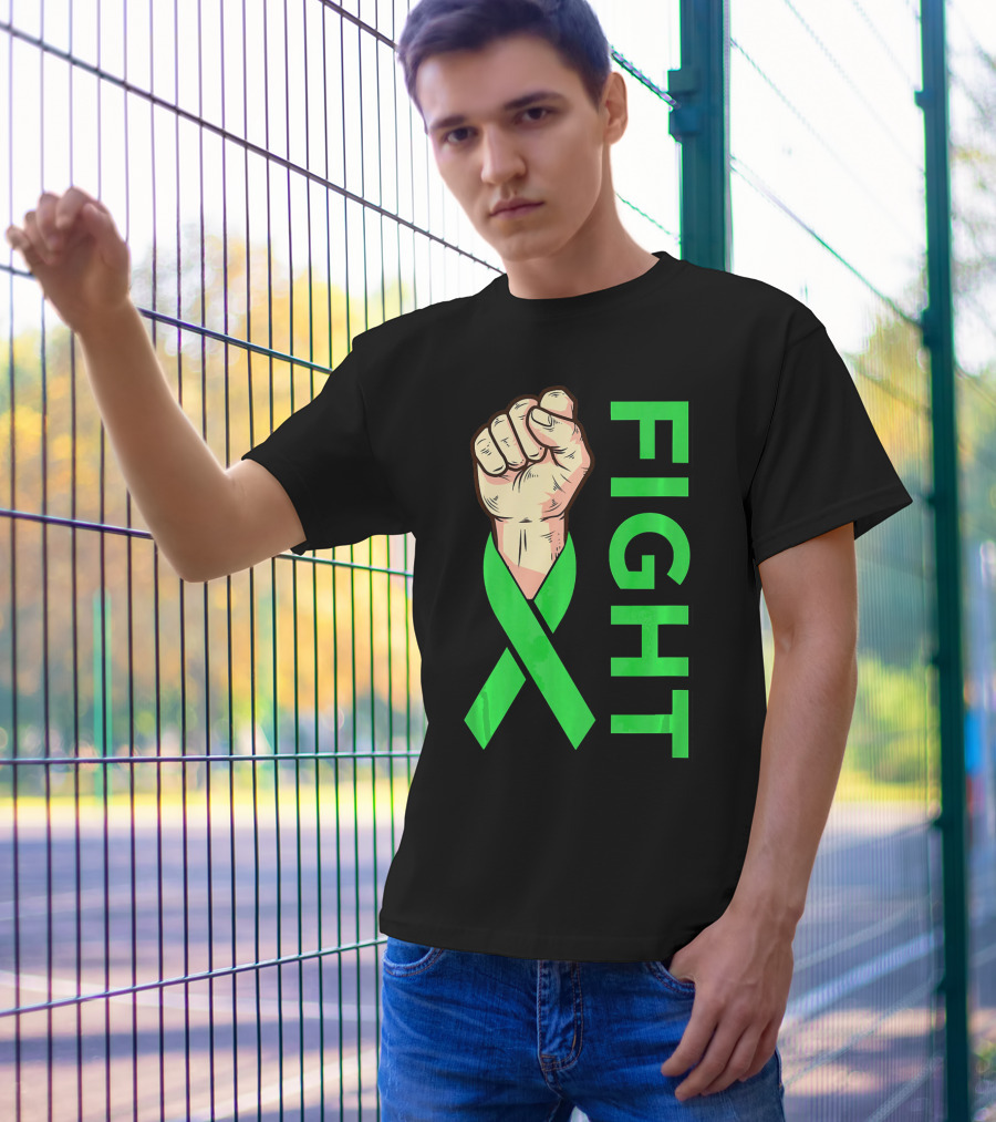 Fist Fight Bile Duct Cancer Green Ribbon Gallbladder T-Shirt