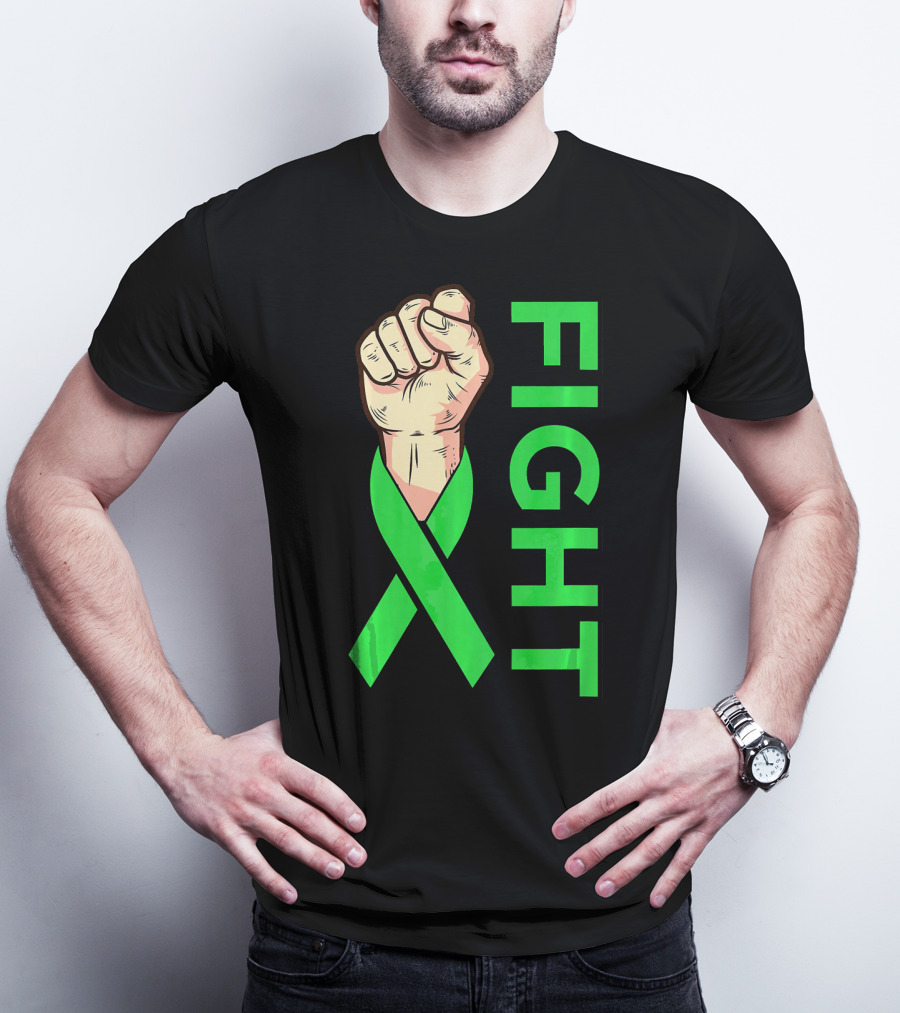 Fist Fight Bile Duct Cancer Green Ribbon Gallbladder T-Shirt