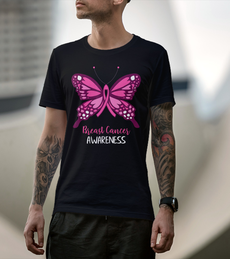 Breast Cancer Awareness Pink Butterfly T-Shirt