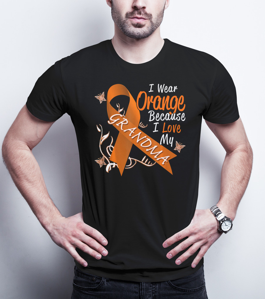 I Wear Orange Because I Love My Grandma Leukemia Cancer T-Shirt